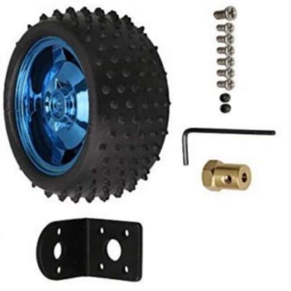 85mm Rubber Tire Wheel with Coupling and Motor Bracket - Robotonbd